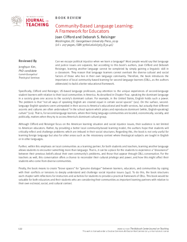 (PDF) Community-Based Language Learning: A Framework for Educators