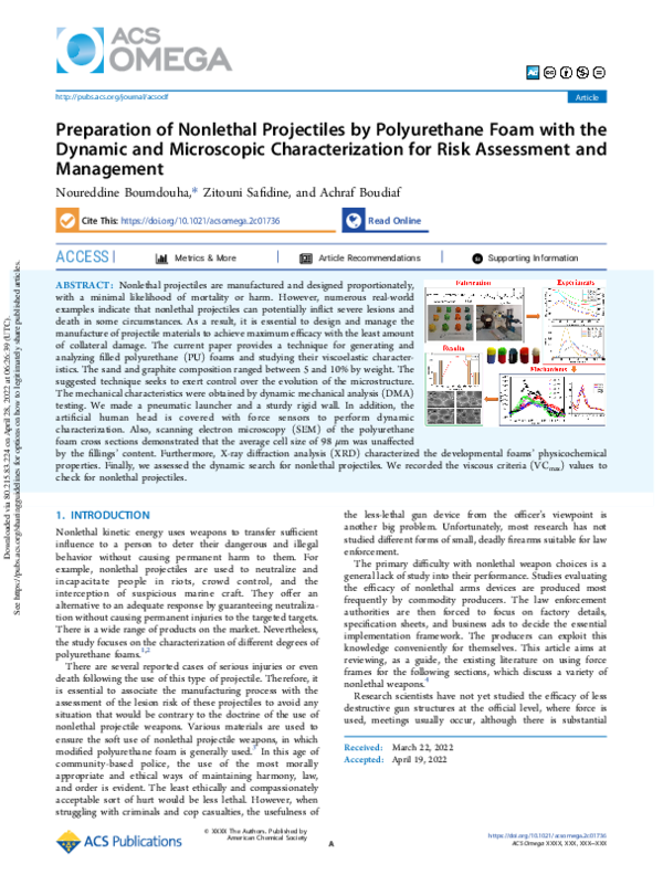 (PDF) Preparation of Nonlethal Projectiles by Polyurethane Foam with the Dynamic and Microscopic ...