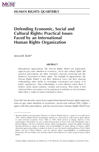(PDF) Defending Economic, Social and Cultural Rights: Practical Issues ...