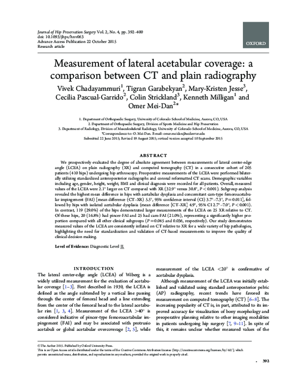 (PDF) Measurement of lateral acetabular coverage: a comparison between ...