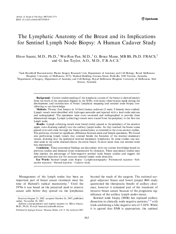 (PDF) The Lymphatic Anatomy of the Breast and its Implications for ...