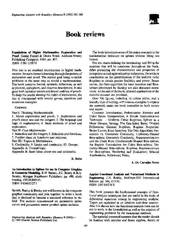 (PDF) An introduction to splines for use in computer graphics & geometric modeling