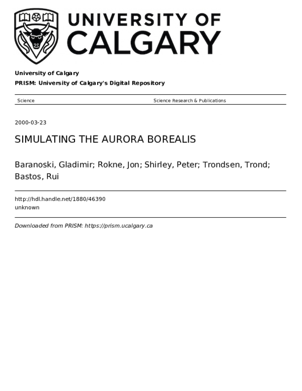 (PDF) Simulating the aurora borealis