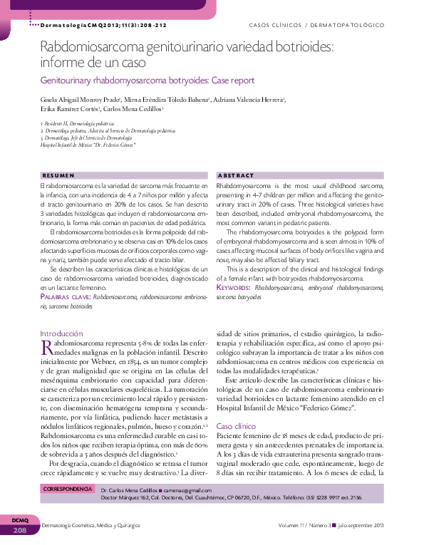 (PDF) Rabdomiosarcoma genitourinario variedad botrioides: informe de un ...