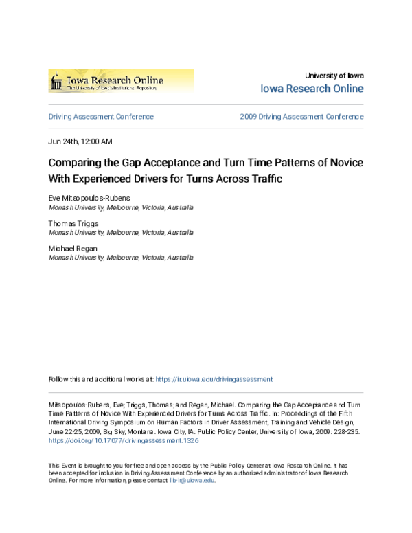 (PDF) Comparing the Gap Acceptance and Turn Time Patterns of Novice ...