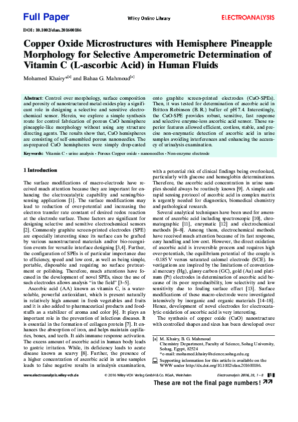 (PDF) Copper Oxide Microstructures with Hemisphere Pineapple Morphology ...