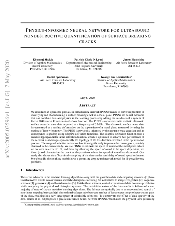 (PDF) Physics-Informed Neural Network for Ultrasound Nondestructive ...