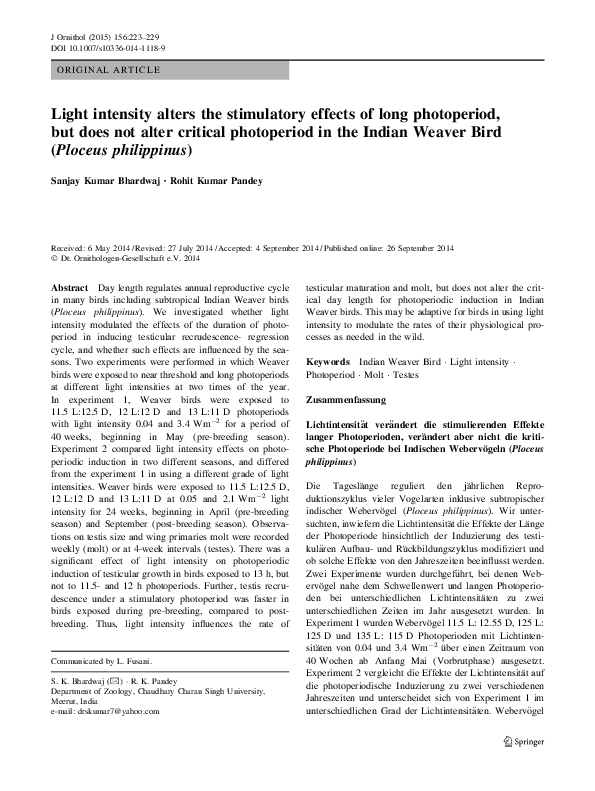 (PDF) Light intensity alters the stimulatory effects of long ...