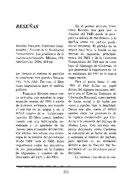 (PDF) Partido de la Revolución Democrática. Los problemas de la ...