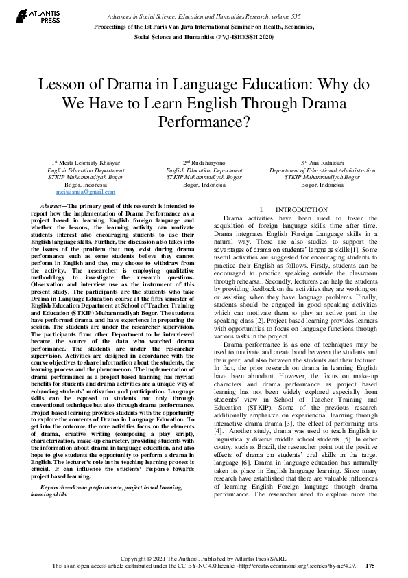 (PDF) Lesson of Drama in Language Education: Why do We Have to Learn ...