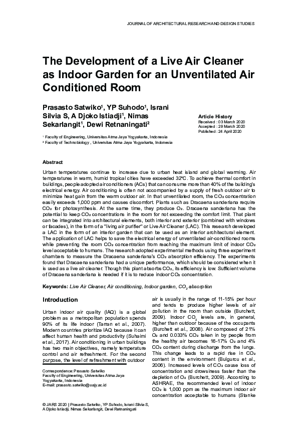 (PDF) The Development of a Live Air Cleaner as Indoor Garden for an ...