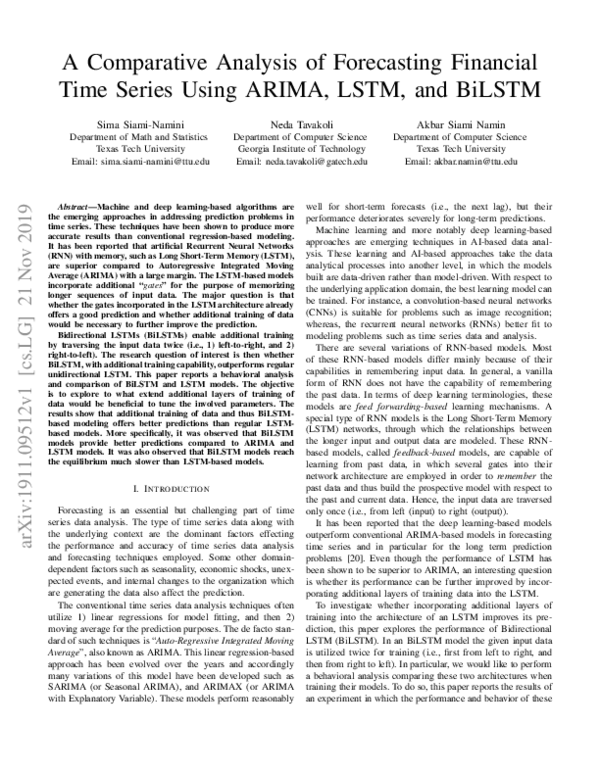 (PDF) A Comparative Analysis of Forecasting Financial Time Series Using ...
