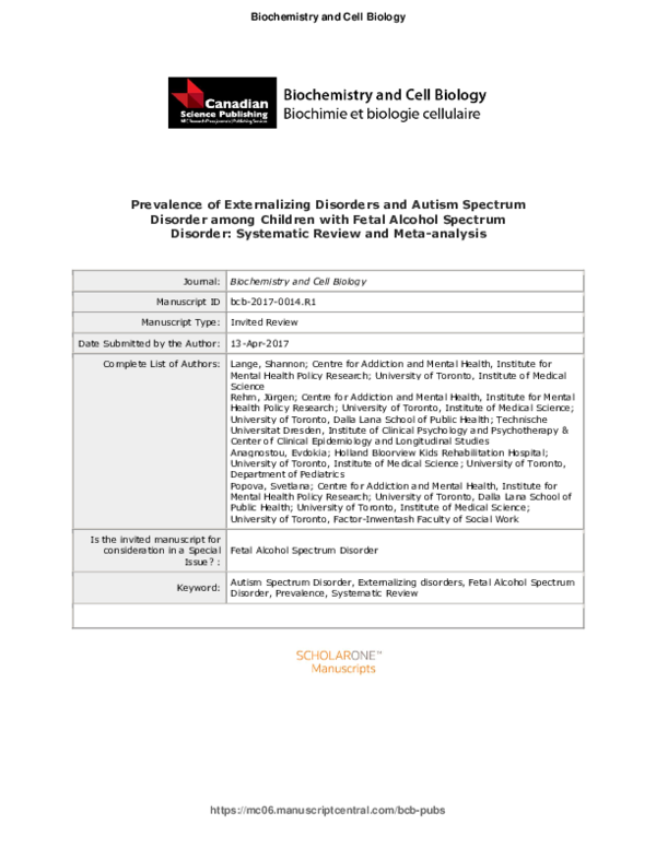 (PDF) Prevalence of Externalizing Disorders and Autism Spectrum ...