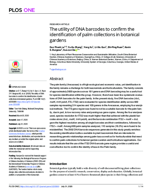 (PDF) The utility of DNA barcodes to confirm the identification of palm ...