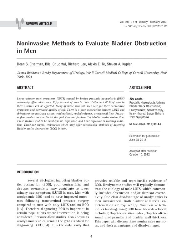 (PDF) Noninvasive methods to evaluate bladder obstruction in men