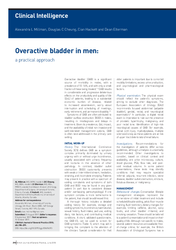 (PDF) Overactive bladder in men: a practical approach | Dean Elterman ...