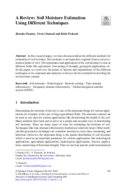 (PDF) A Review: Soil Moisture Estimation Using Different Techniques