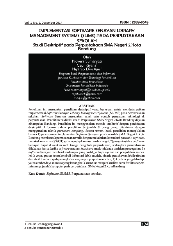 (PDF) IMPLEMENTASI SOFTWARE SENAYAN LIBRARY MANAGEMENT SYSTEMS (SLiMS ...