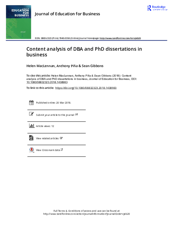 (PDF) Content analysis of DBA and PhD dissertations in business