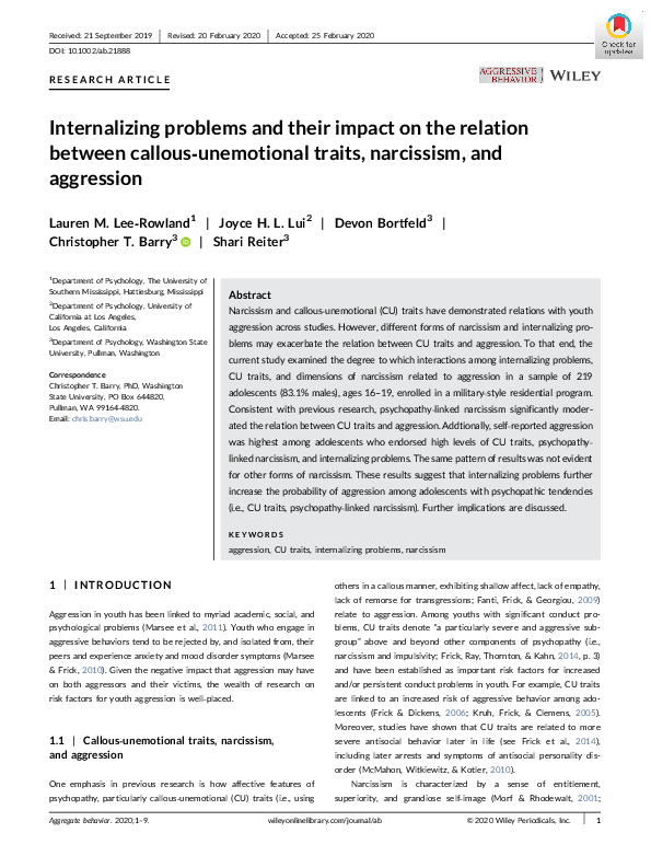 (PDF) Internalizing problems and their impact on the relation between ...