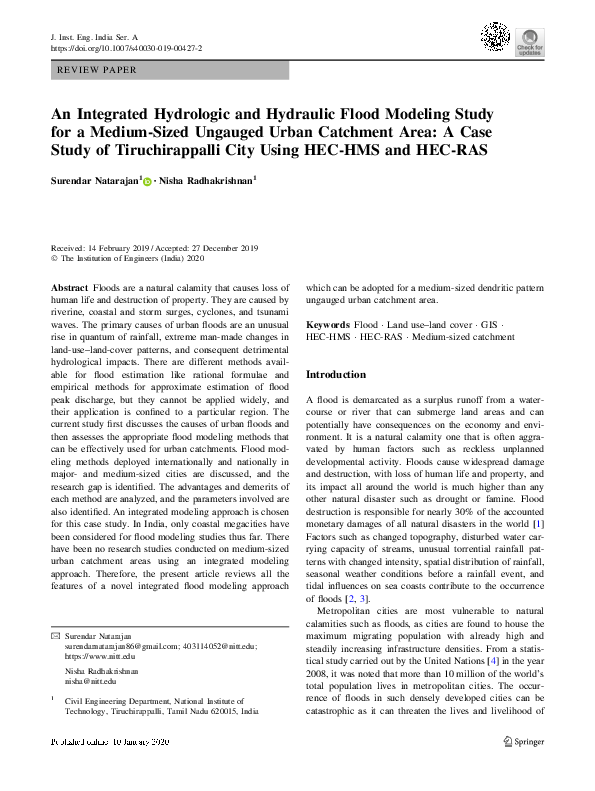 (PDF) An Integrated Hydrologic and Hydraulic Flood Modeling Study for a ...