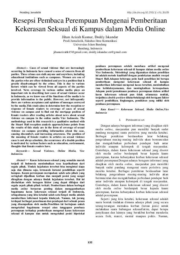 (PDF) Resepsi Pembaca Perempuan Mengenai Pemberitaan Kekerasan Seksual ...