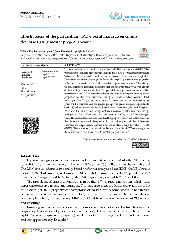 (PDF) Effectiveness of the pericardium (PC) 6 point massage on emesic ...