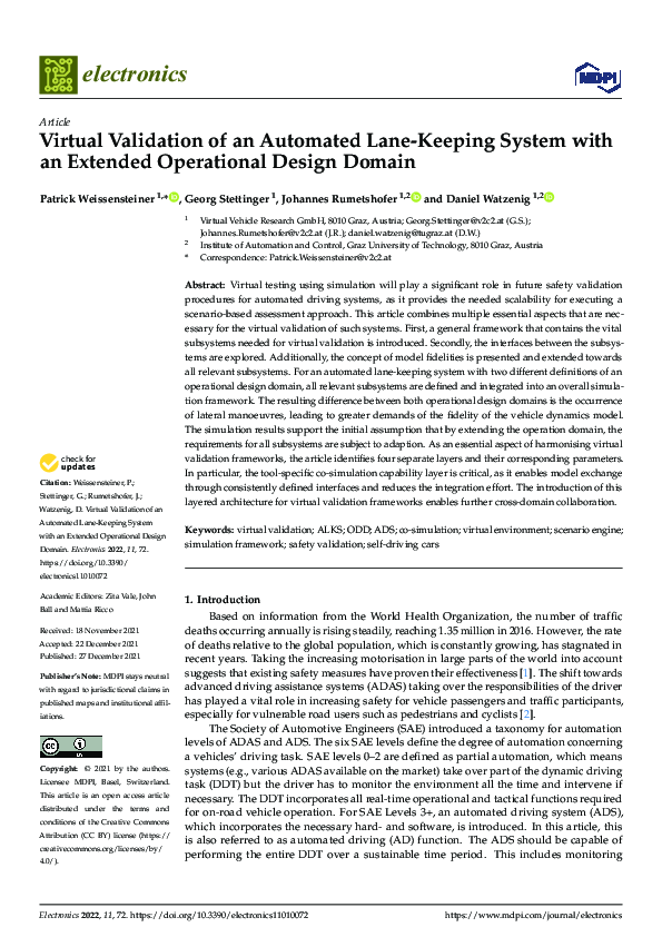 (PDF) Virtual Validation of an Automated Lane-Keeping System with an ...