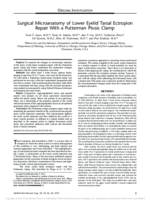 (PDF) Surgical Microanatomy of Lower Eyelid Tarsal Ectropion Repair ...