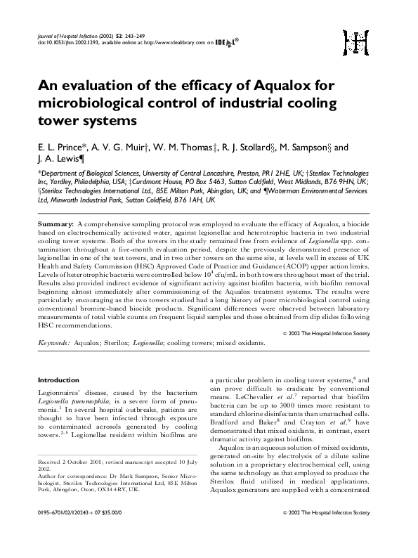 (PDF) An evaluation of the efficacy of Aqualox for microbiological ...