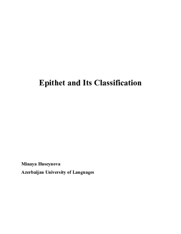 (DOC) Epithet and Its Classification