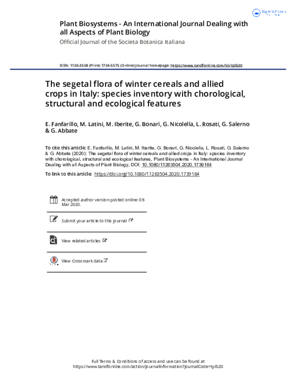 (PDF) The segetal flora of winter cereals and allied crops in Italy ...