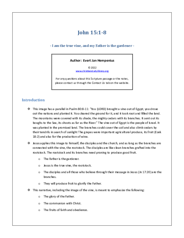 (PDF) Exegetical Study John 15 1 8 the true vine