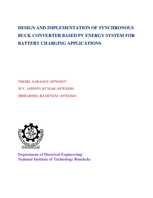 (PDF) Design and implementation of synchronous buck converter based PV energy system for battery ...