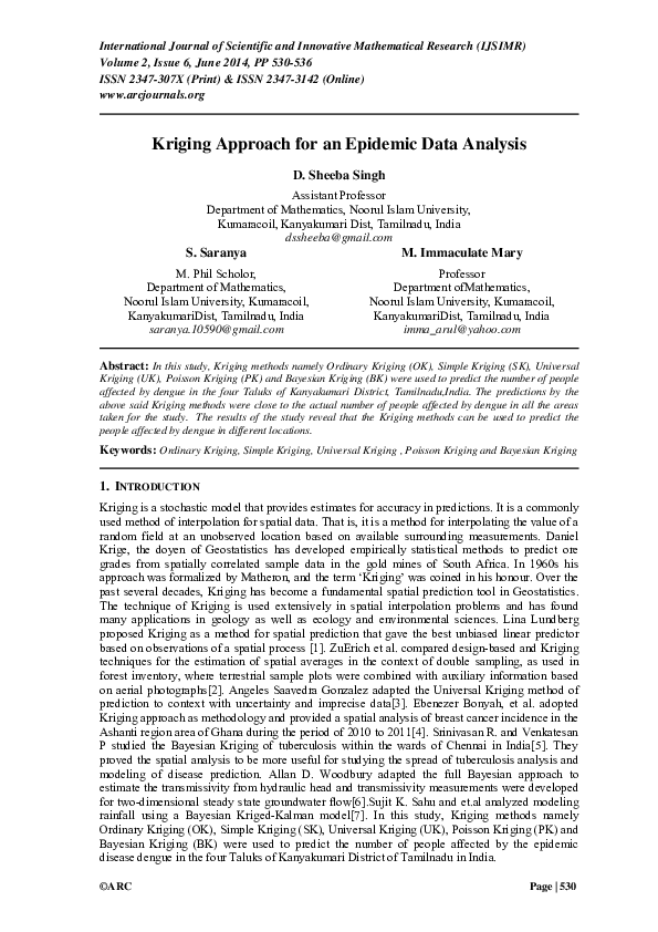 (PDF) Kriging Approach for an Epidemic Data Analysis