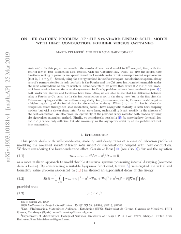 (PDF) On the Cauchy problem for the standard linear solid model with ...