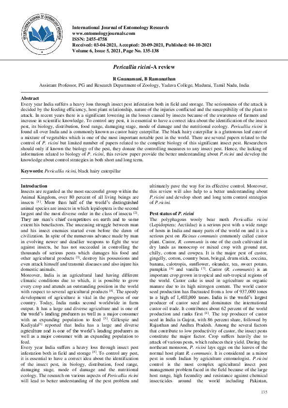 (PDF) Pericallia ricini-A review