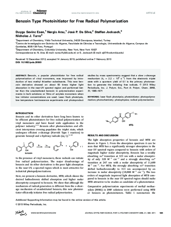 (PDF) Benzoin type photoinitiator for free radical polymerization