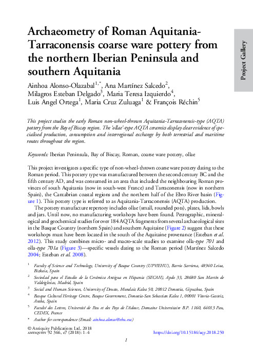 (PDF) Archaeometry of Roman Aquitania-Tarraconensis coarse ware pottery ...