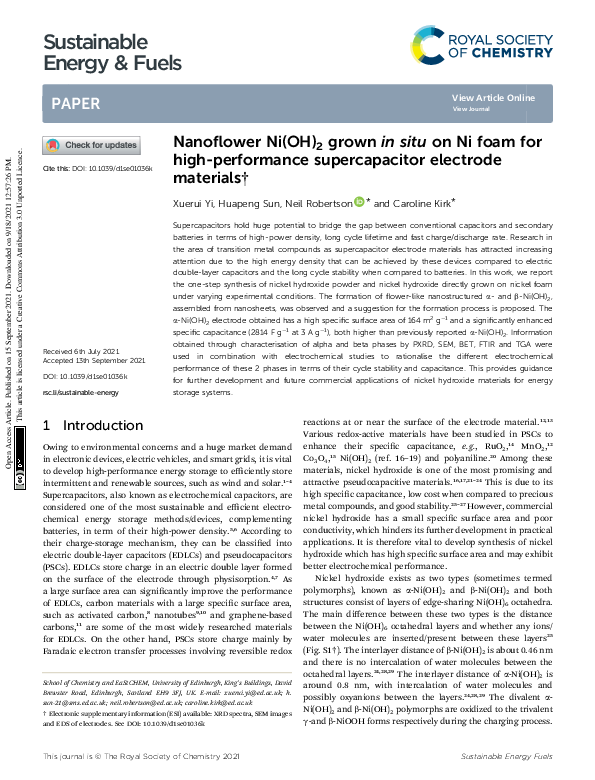 (PDF) Nanoflower Ni(OH)2 grown in situ on Ni foam for high-performance ...