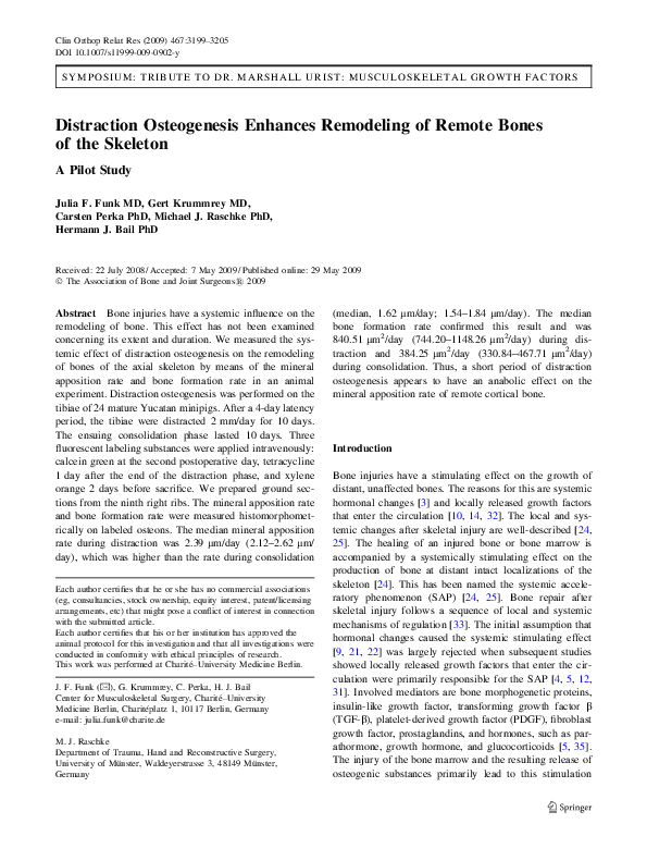 (PDF) Distraction Osteogenesis Impacts Bone Remodeling
