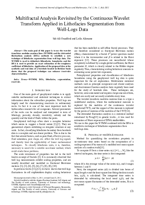 (PDF) Wavelet-Based Lithofacies Segmentation