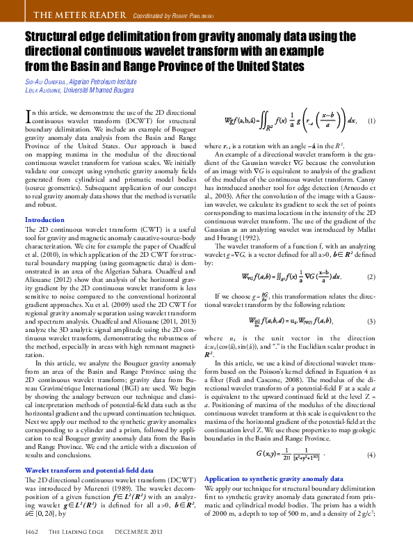 Pdf Structural Edge Delimitation From Gravity Anomaly Data Using The Directional Continuous
