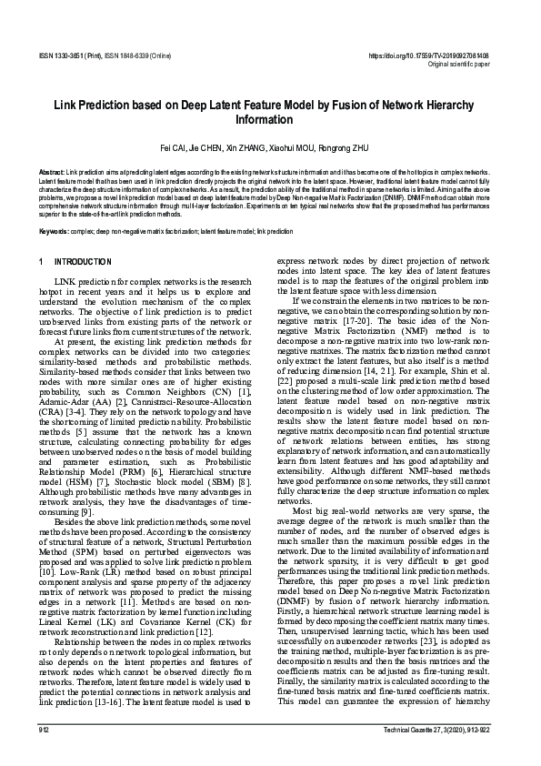 (PDF) Link Prediction based on Deep Latent Feature Model by Fusion of ...