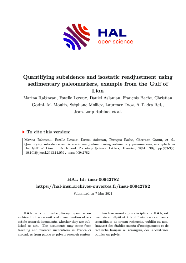 (PDF) Quantifying subsidence and isostatic readjustment using ...