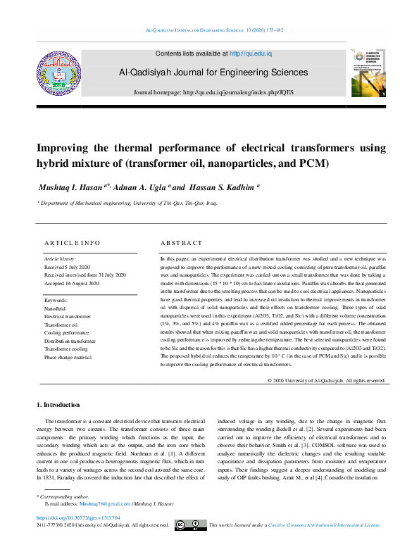 (PDF) Improving the thermal performance of electrical transformers ...