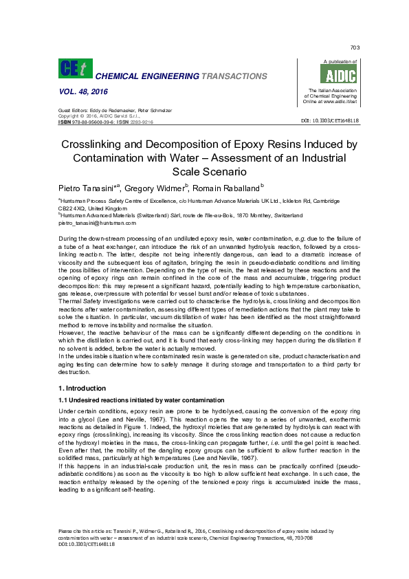 (PDF) Crosslinking and Decomposition of Epoxy Resins Induced by ...