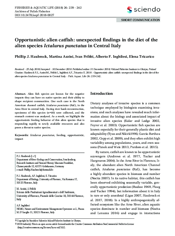 (PDF) Opportunistic alien catfish: unexpected findings in the diet of ...