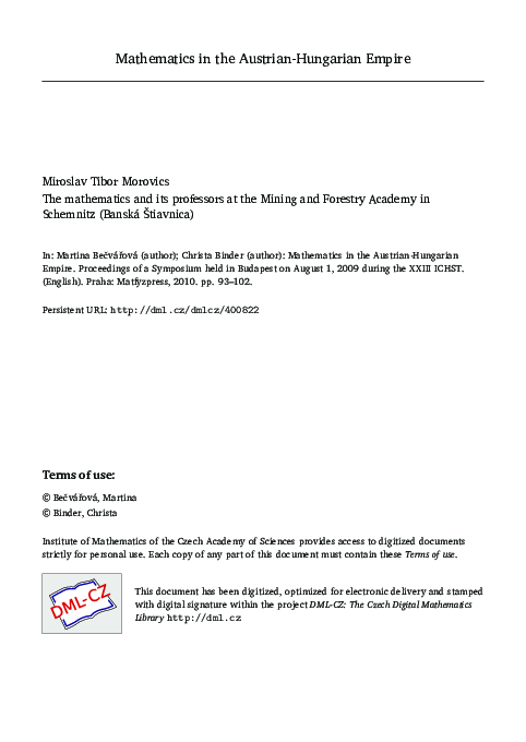 (PDF) Mathematics in the Austrian-Hungarian Empire