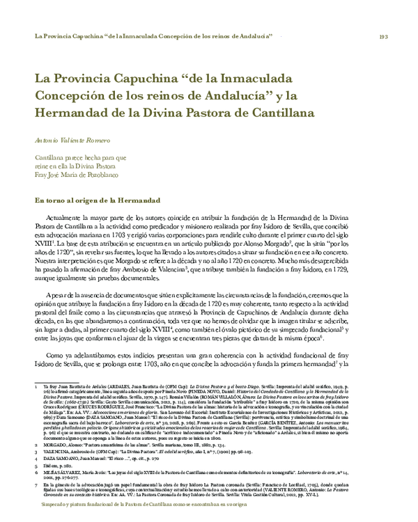 (PDF) La Provincia Capuchina "de la Inmaculada Concepción de los reinos de Andalucía" y la ...